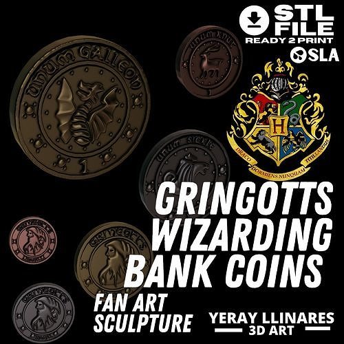 Gringotts Wizarding Bank coins 3D model 3D printable | CGTrader