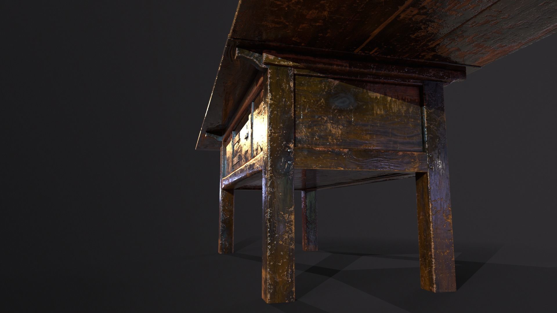 3D model Medieval Oak Hutch Table - English table VR / AR / low-poly ...