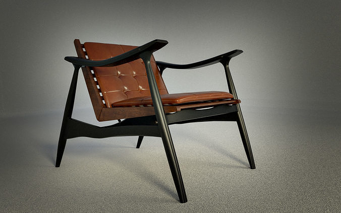 Arm chair wooden and Leather 3D model | CGTrader