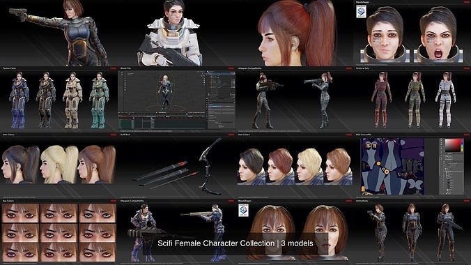Scifi Female Character Collection VR / AR / low-poly | CGTrader