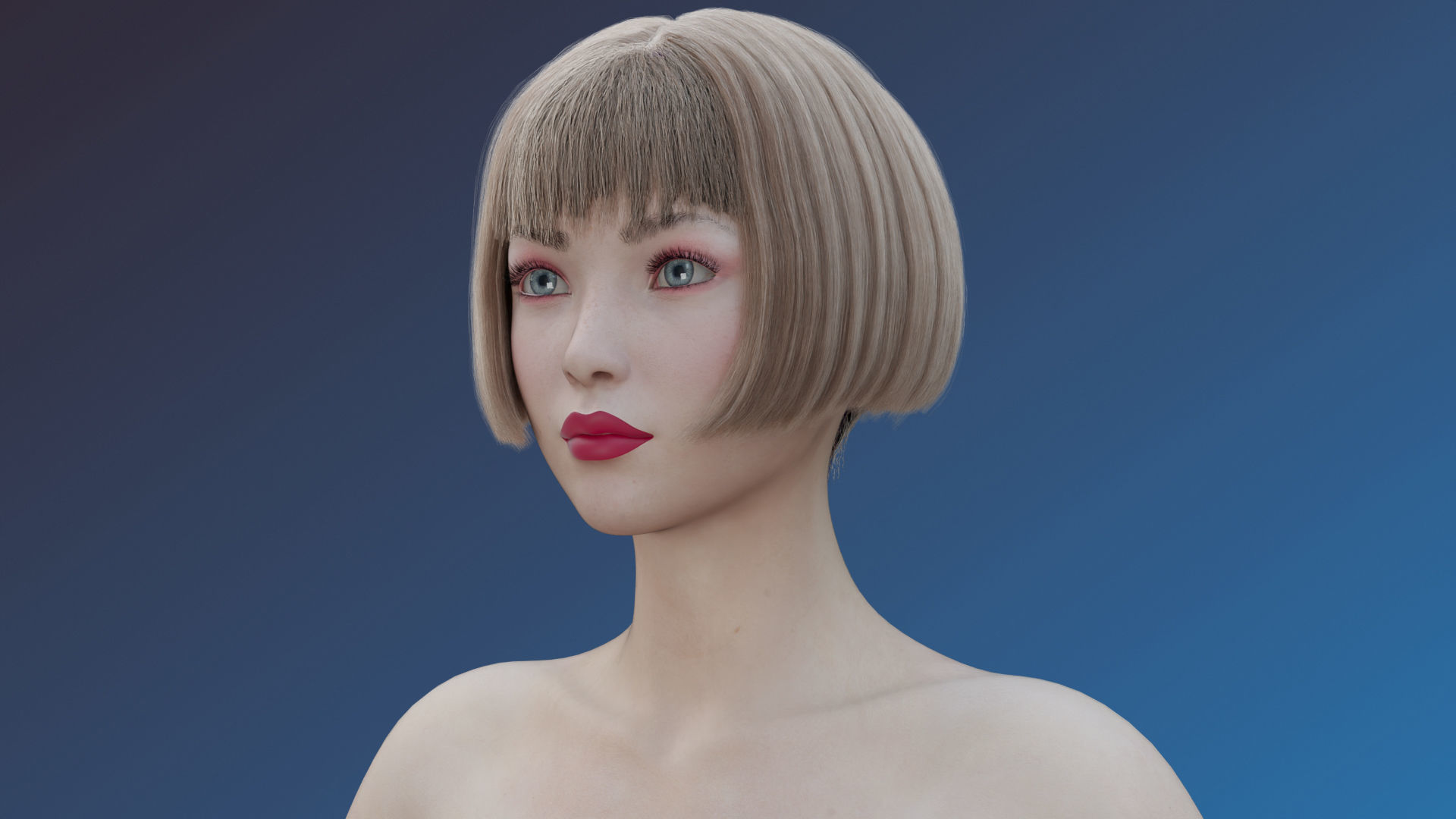 3D model Hot Chic Asian Girl with Short Bangs Hairstyle - Rigged - VR ...