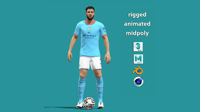 3D Rigged Ruben Dias Manchester City 3D model animated rigged | CGTrader
