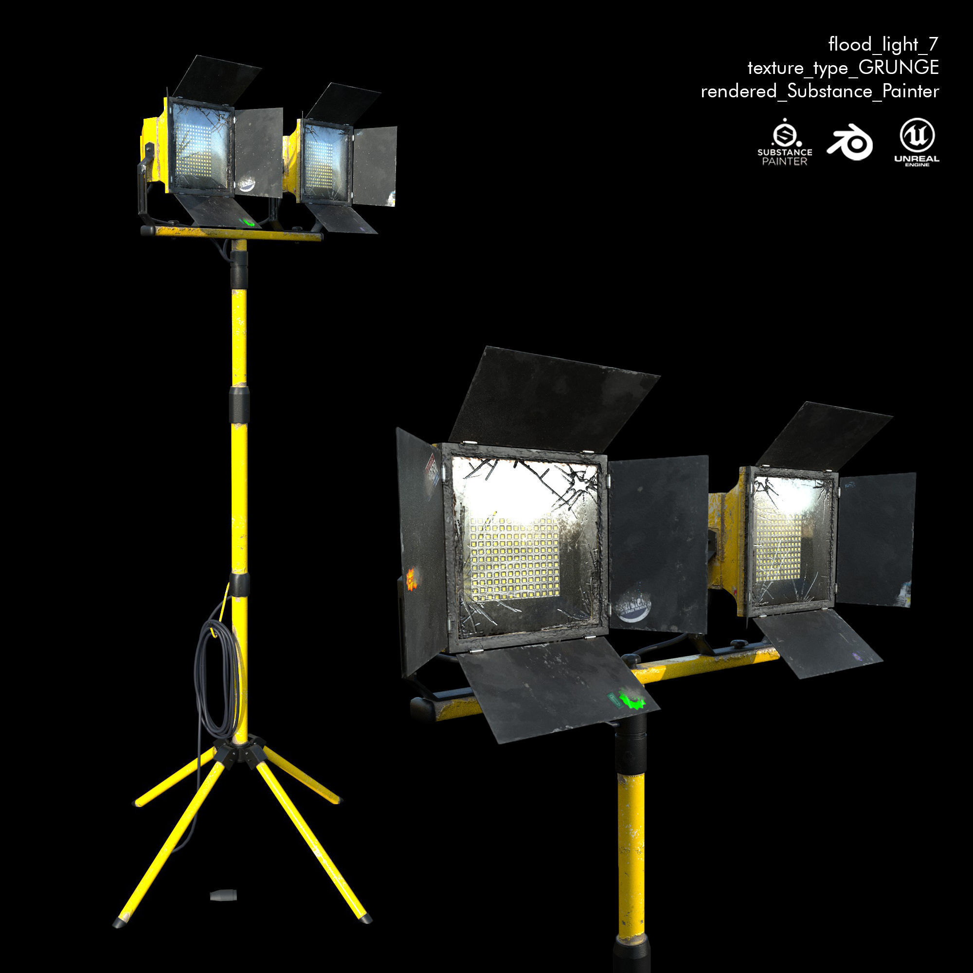 3D model Flood Light Pack With Custom Textures VR / AR / low-poly ...