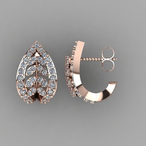 Diamond Gold Women Earring 3D Print Model 3D model 3D printable | CGTrader