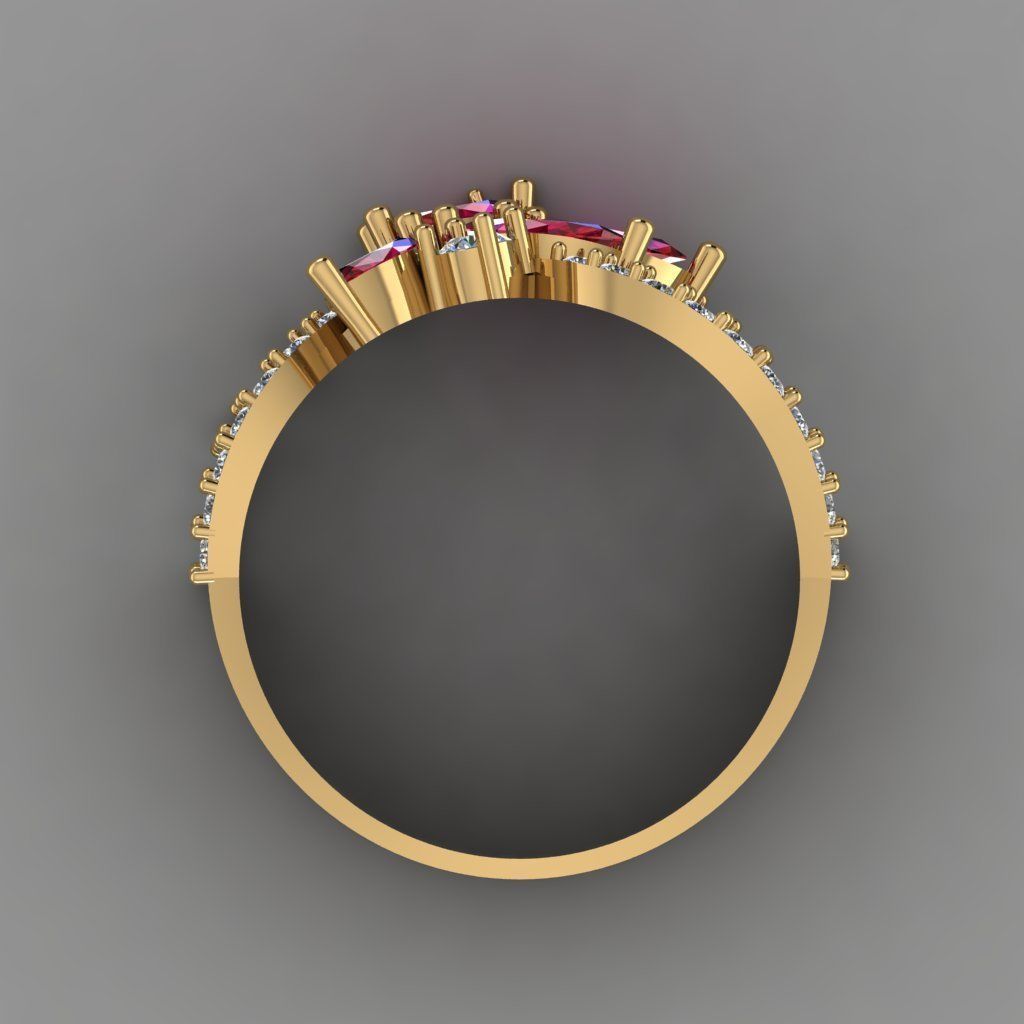 Ruby Rose Gold Women Diamond Ring 3D print model 3D model 3D printable | CGTrader