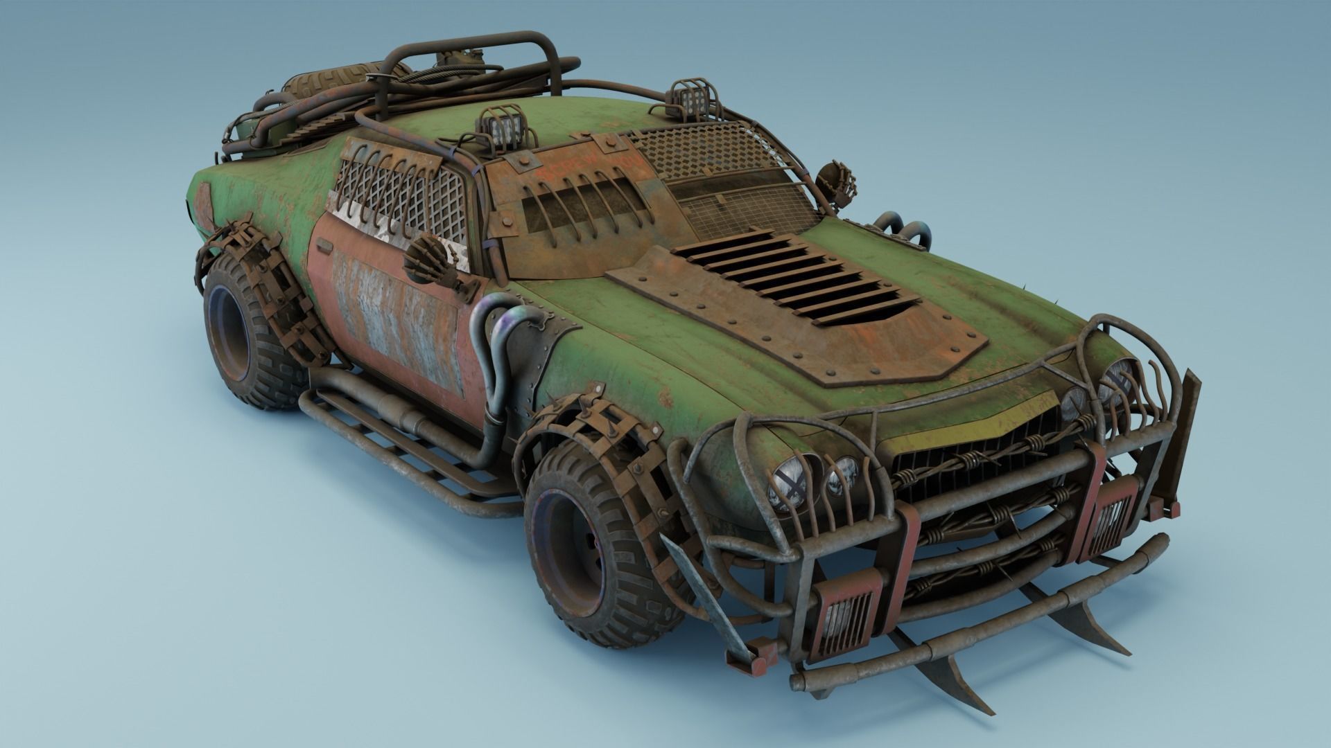 3D model Post Apocalyptic 1970 Chevrolet Camaro Mid-Poly 3D model VR ...