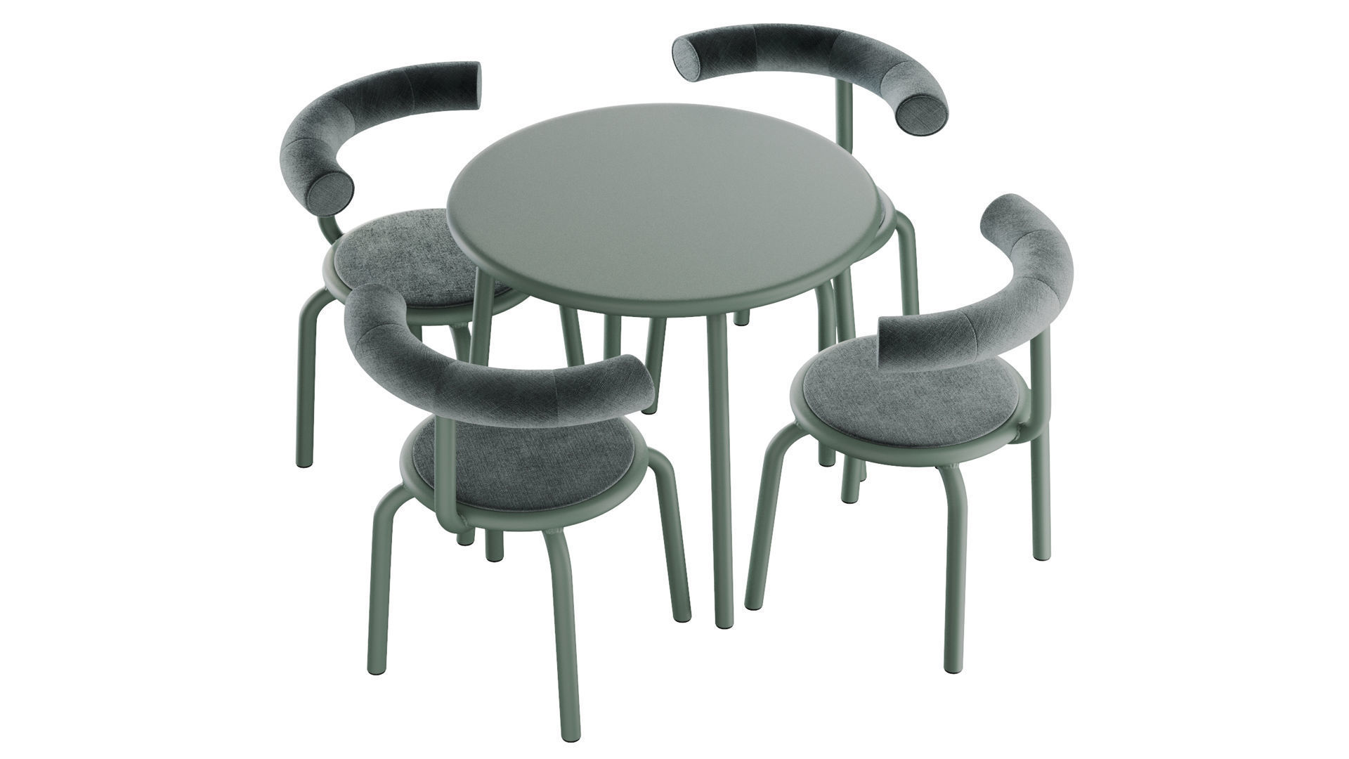 Torno Table Round And Torno Chair Upholstered Full 3D model | CGTrader