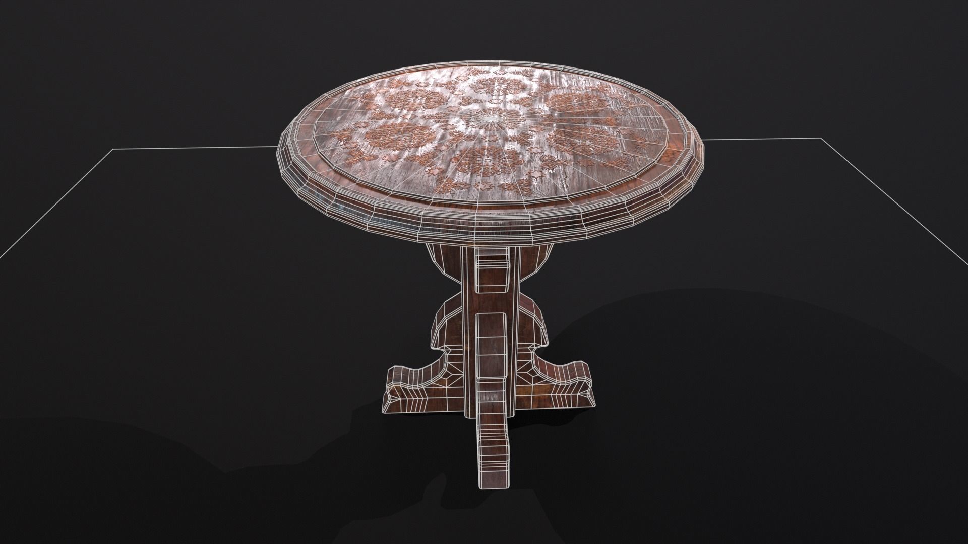 3D model Old Medieval Wooden Round Renaissance Small Table VR / AR ...