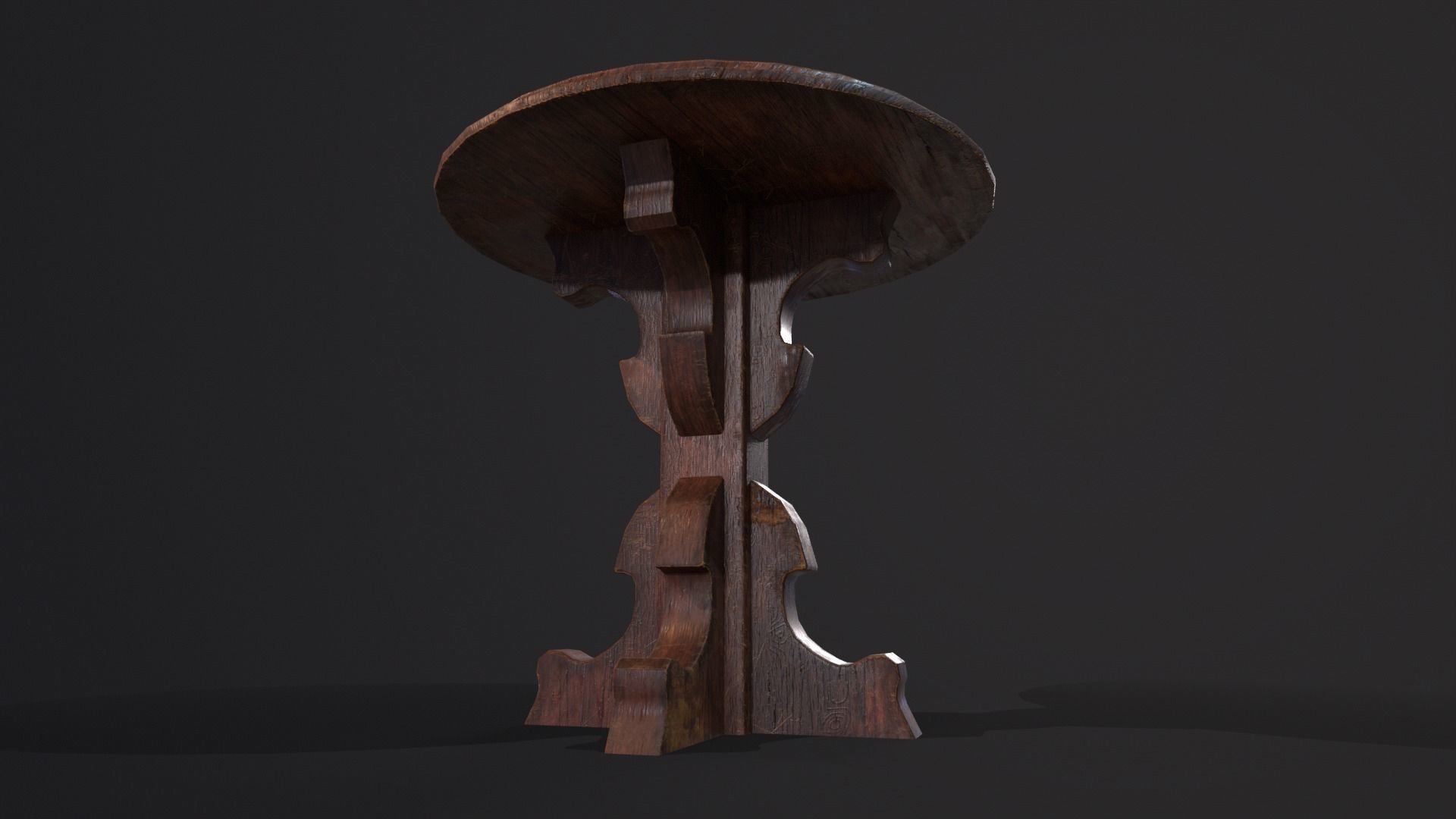 3D model Old Medieval Wooden Round Renaissance Small Table VR / AR ...