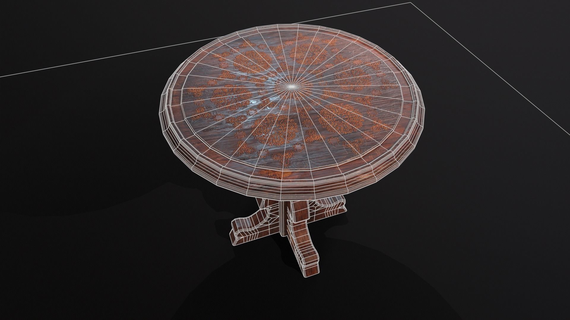 3D model Old Medieval Wooden Round Renaissance Small Table VR / AR ...