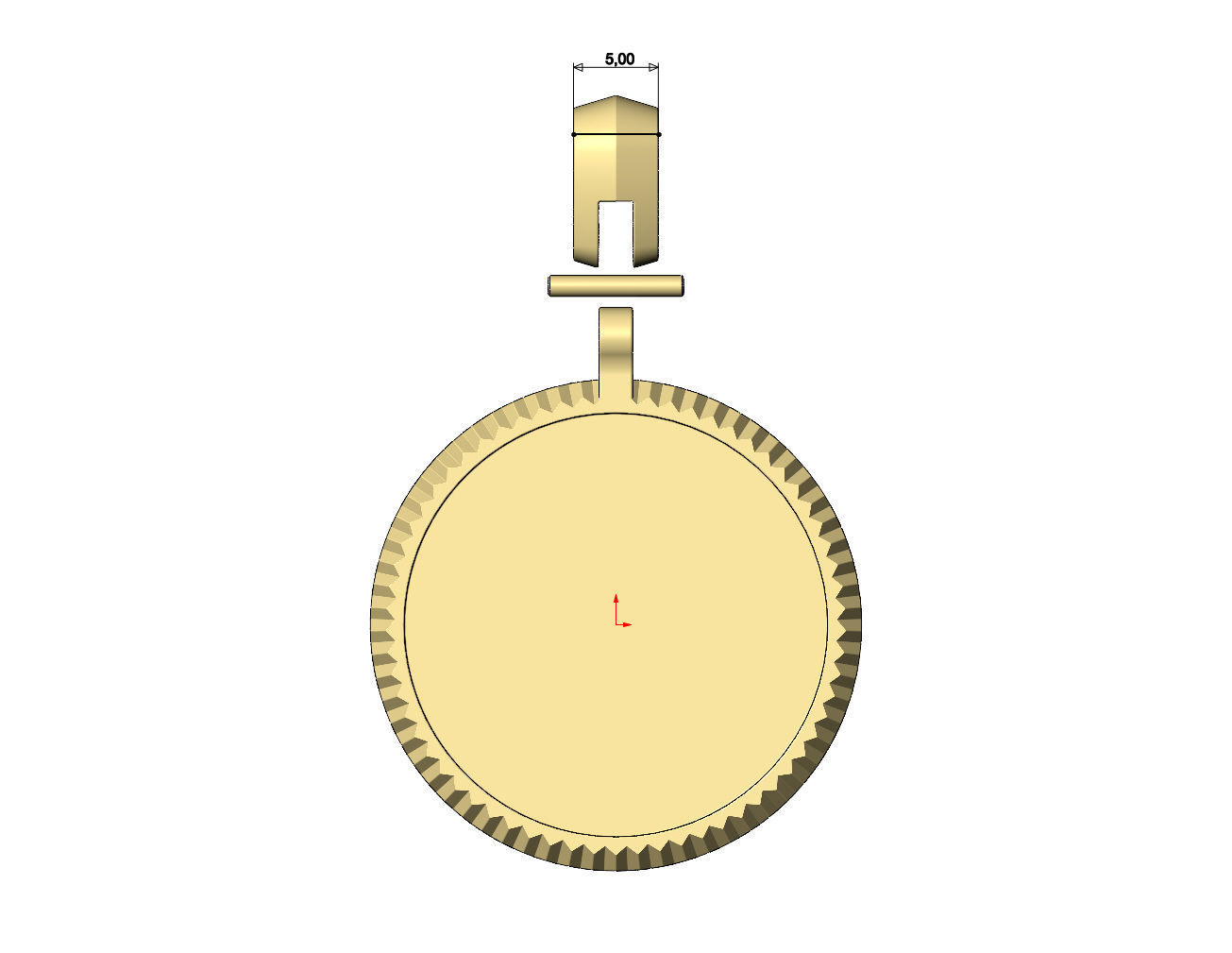 Fluted bezel bezel 25mm memory pendant with bail 3D model 3D printable ...