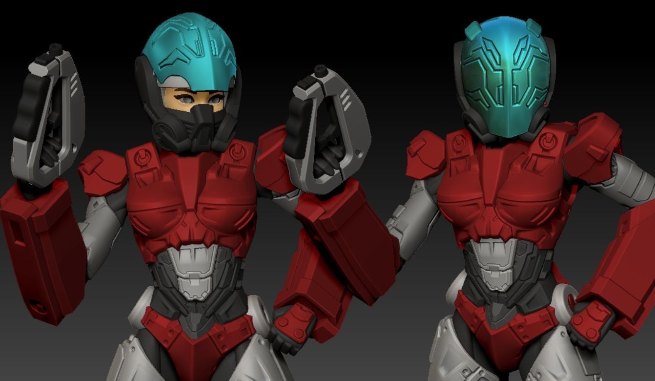 Scifi Lady Elite Soldier 100mm 3D model 3D printable | CGTrader