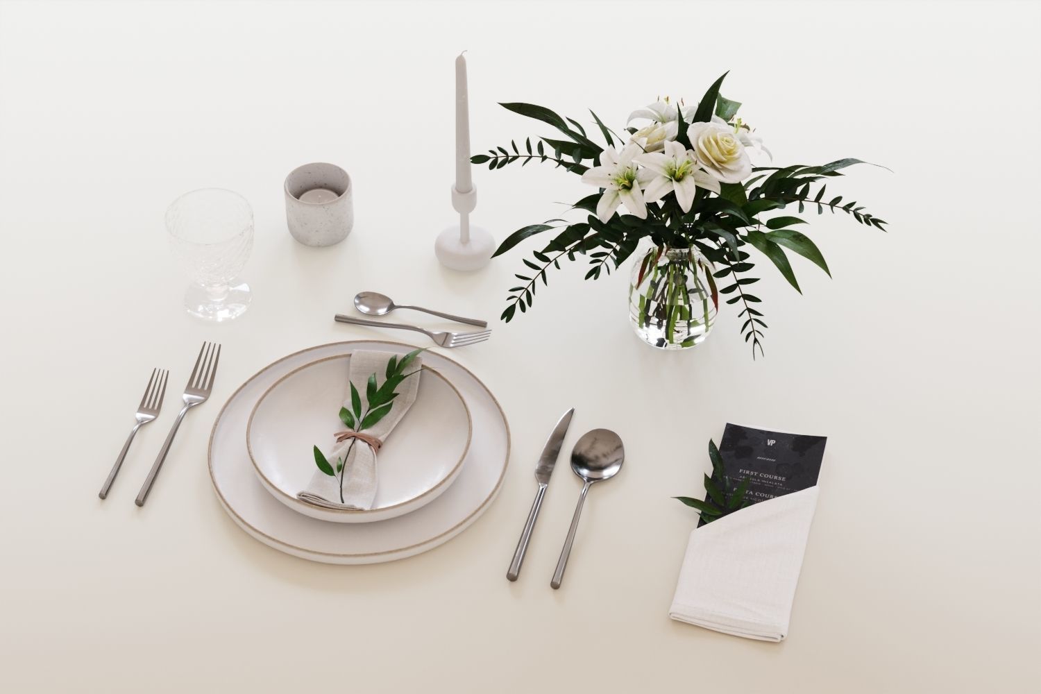 Classic restaurant table setting tableware 3D model | CGTrader