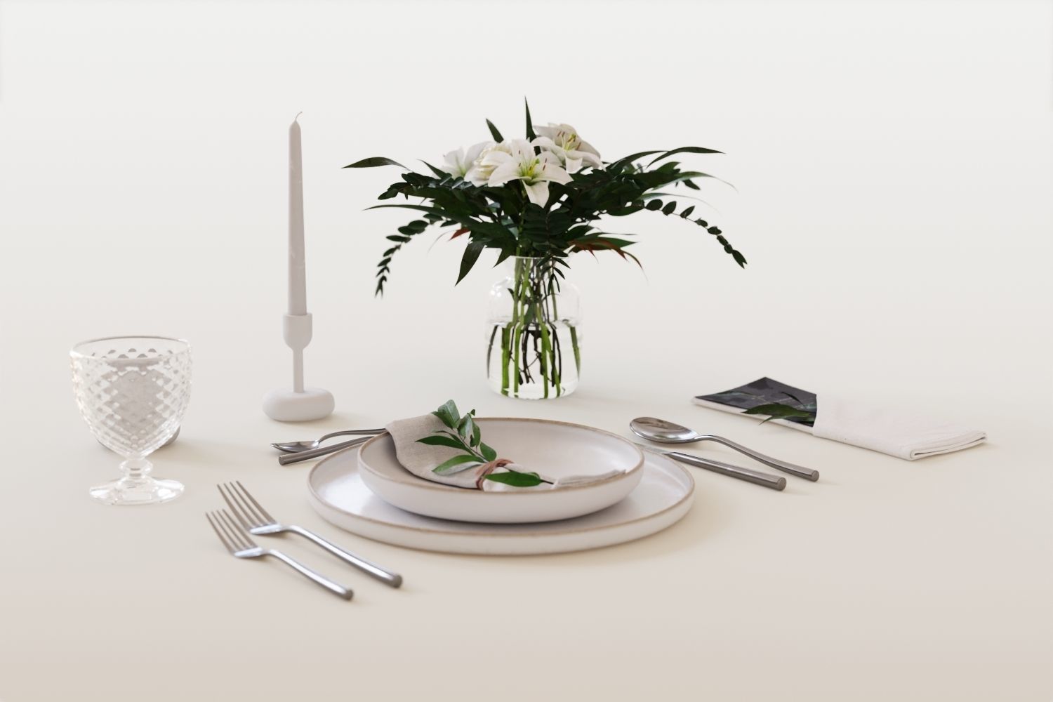 Classic restaurant table setting tableware 3D model | CGTrader