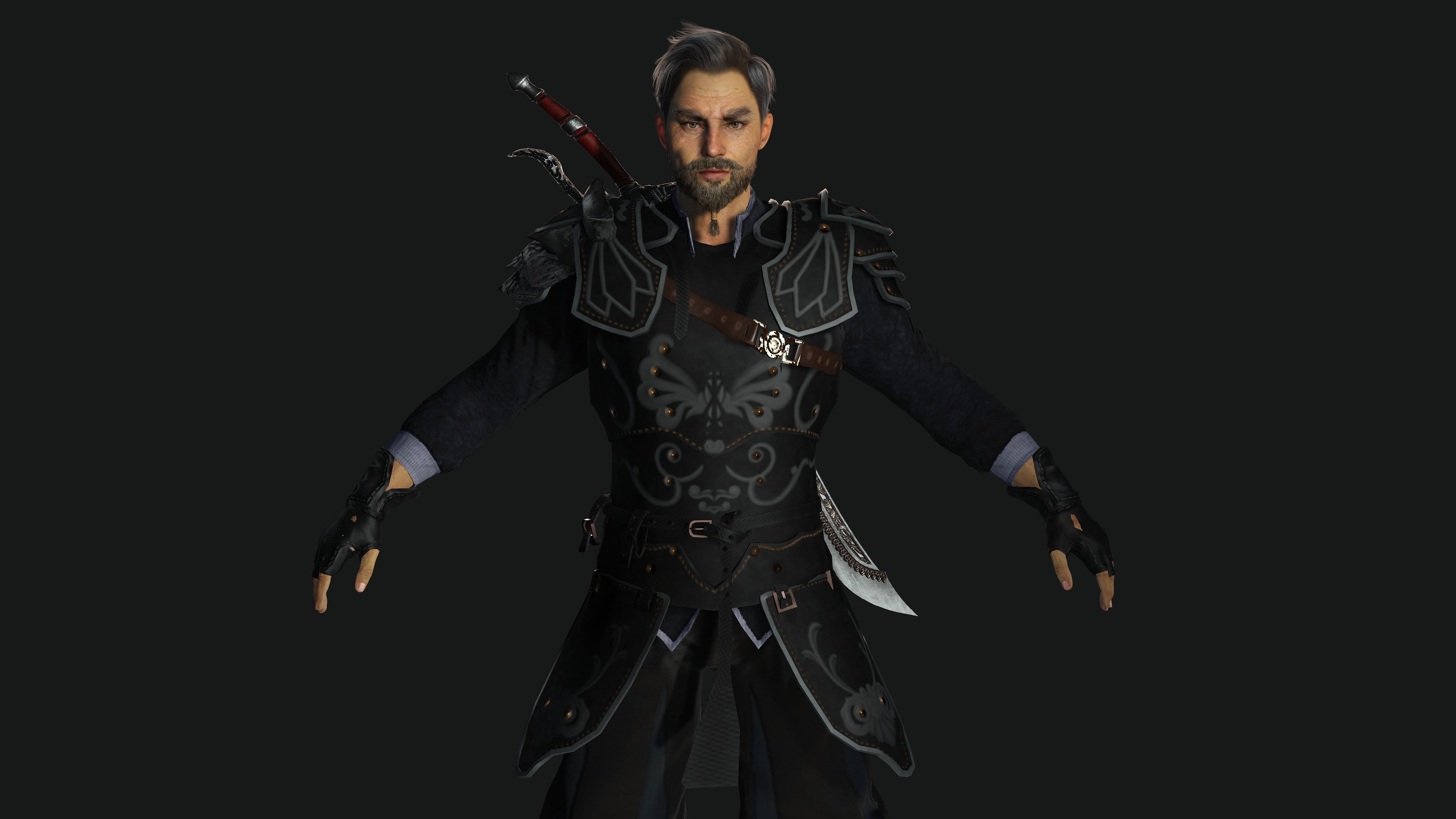 3D model AAA 3D OLD BEARDED MALE KNIGHT -REALISTIC RIG GAME CHARACTER ...