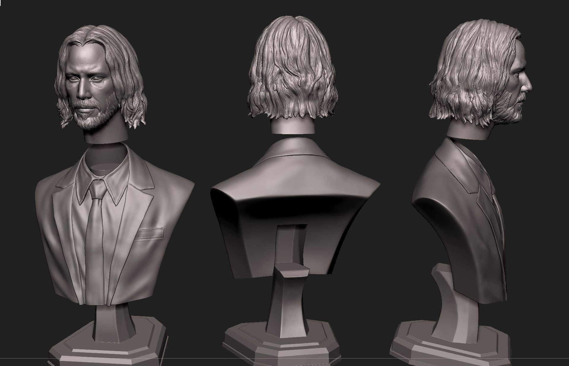 Keanu Reeves - Neo - John Wick Bust 3D model 3D printable | CGTrader