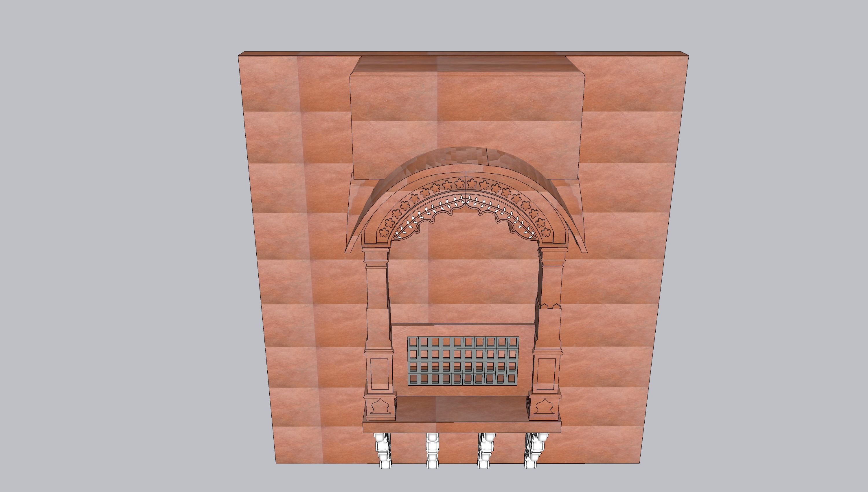 3D model indian jodhpuri stone jharokha window VR / AR / low-poly ...