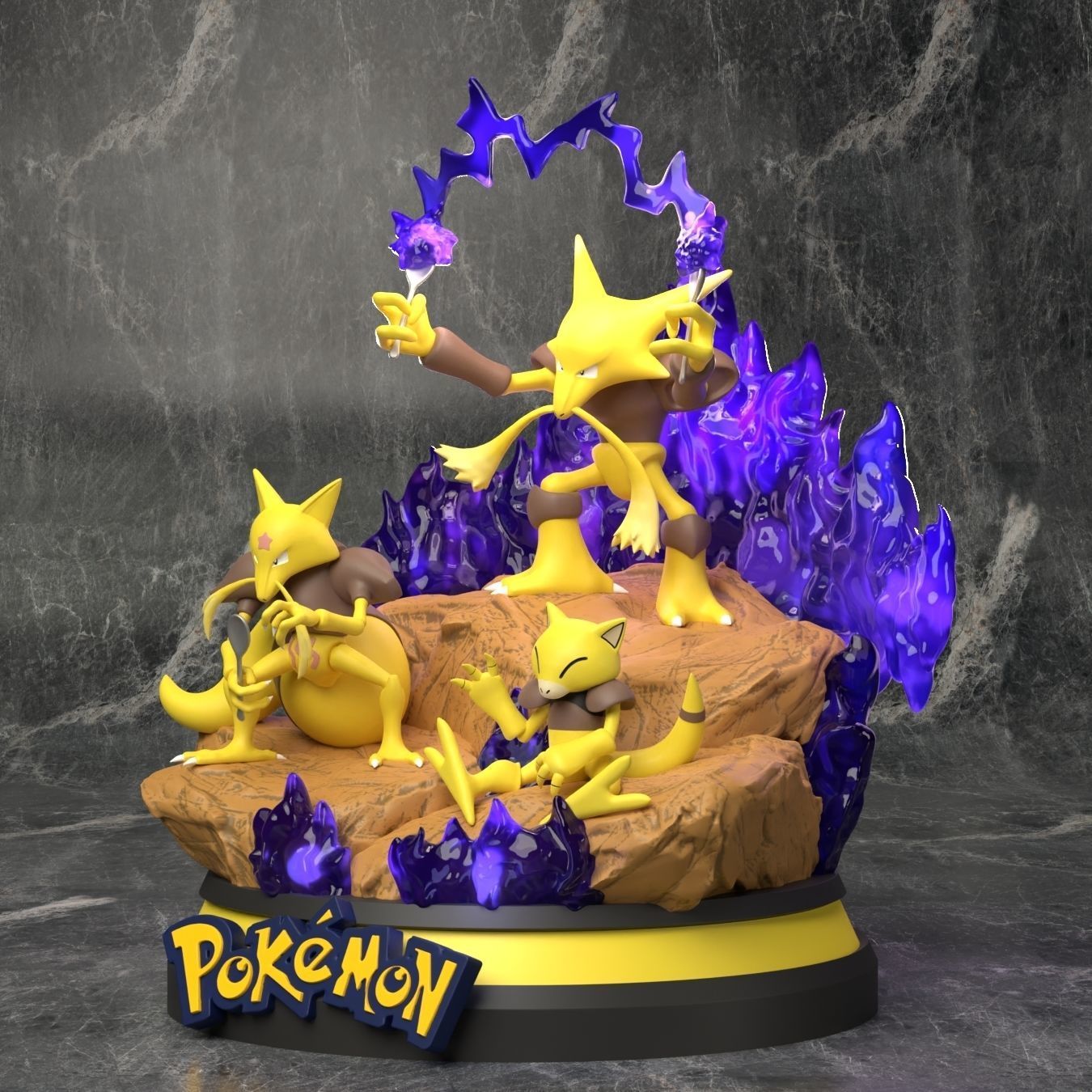 Pokemon - Abra Evolution Line Diorama 3D model 3D printable | CGTrader