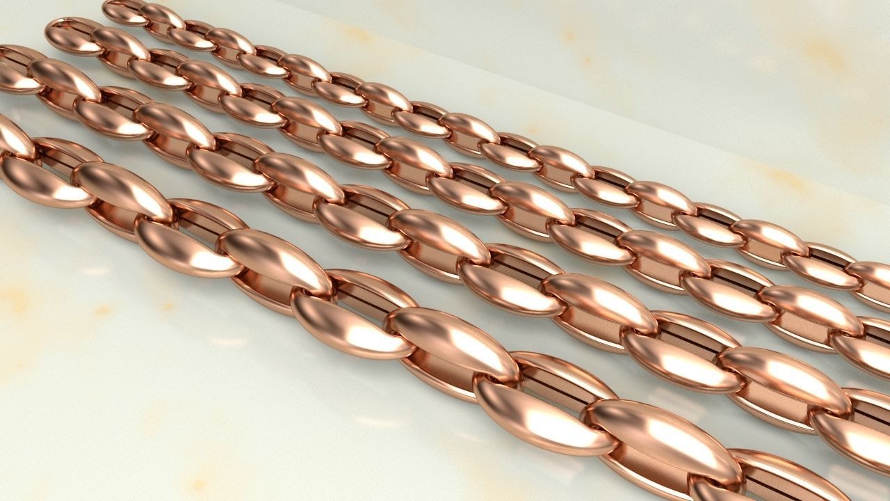 Graduated Oval Chain Link 3D model 3D printable | CGTrader