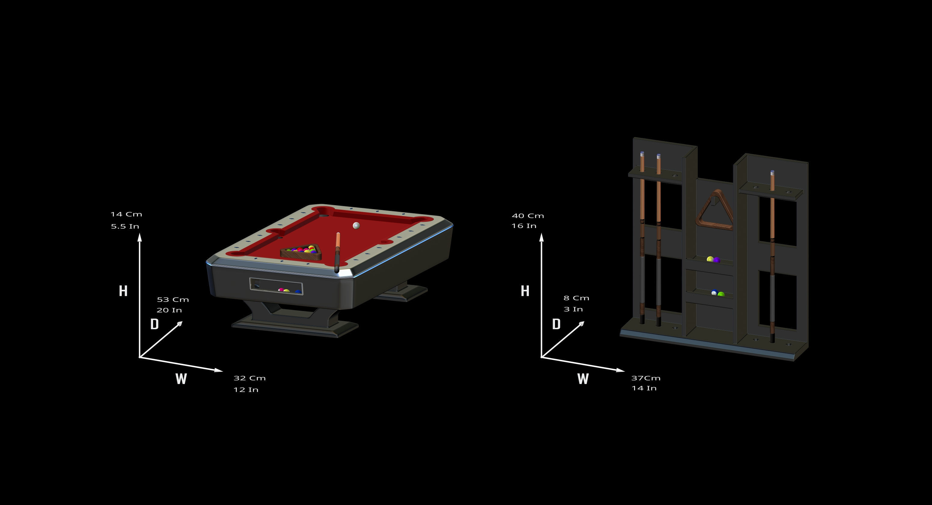Pool table complete with accessories 3D Model File STL OBJ 3D model 3D ...