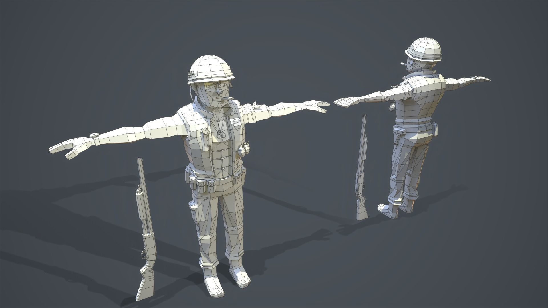 3D model Low Poly Solider - Skinned and Rigged VR / AR / low-poly ...