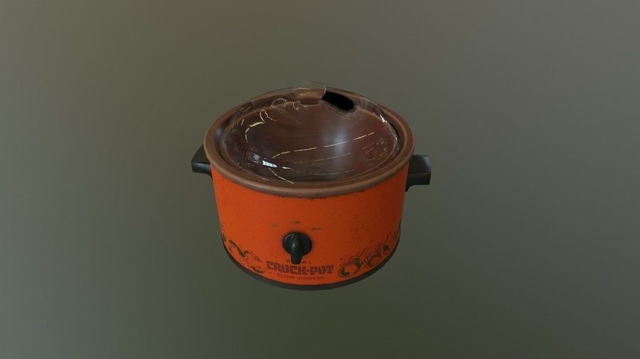 3D model Vintage Crockpot Slow Electric Stoneware Cooker VR / AR / low ...