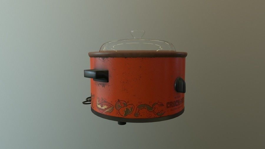 3D model Vintage Crockpot Slow Electric Stoneware Cooker VR / AR / low ...