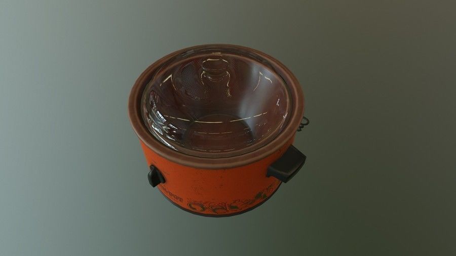 3D model Vintage Crockpot Slow Electric Stoneware Cooker VR / AR / low ...