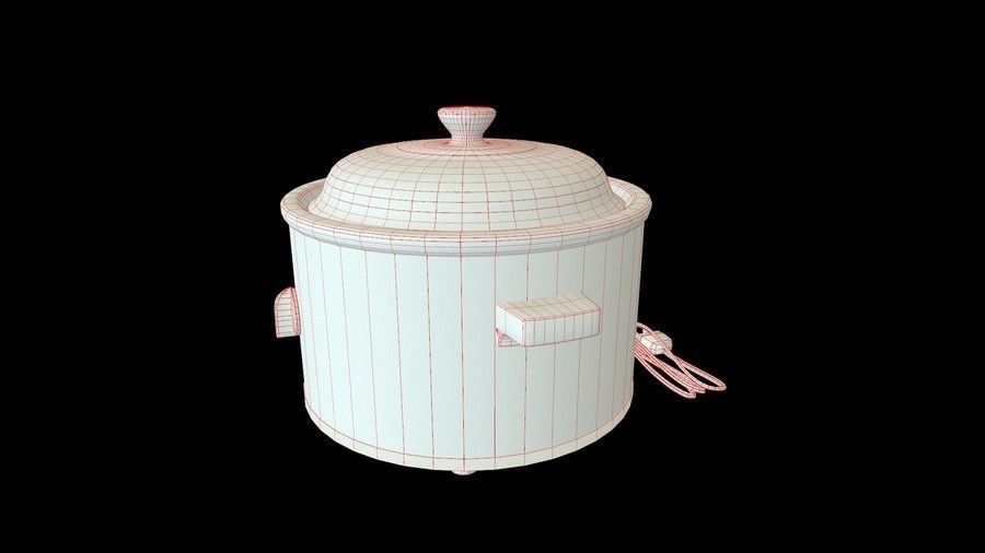 3D model Vintage Crockpot Slow Electric Stoneware Cooker VR / AR / low ...