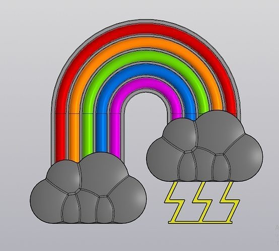 Small Planter Holder Rainbow and thunder clouds 3D model 3D printable | CGTrader