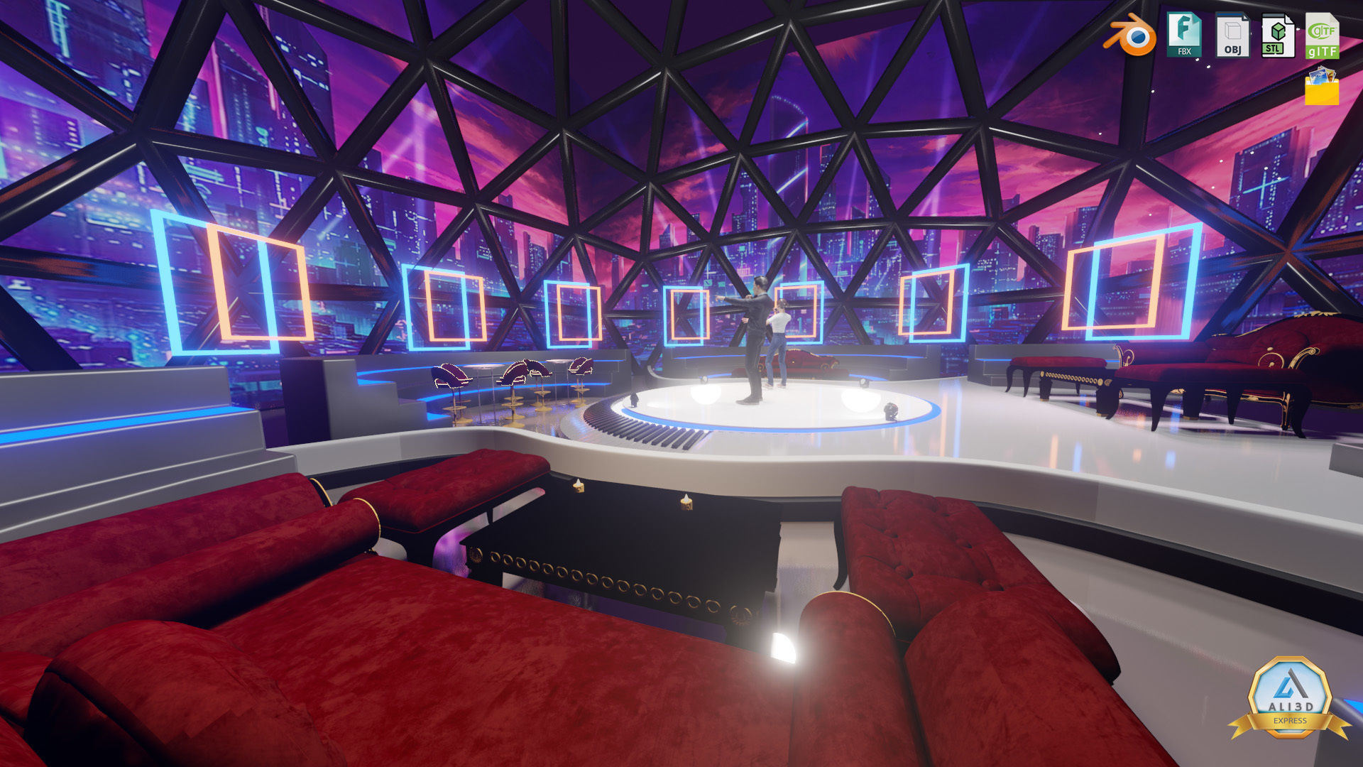 Sci-fi Rooftop Private Nightclub and Entertainment venue 3D model ...