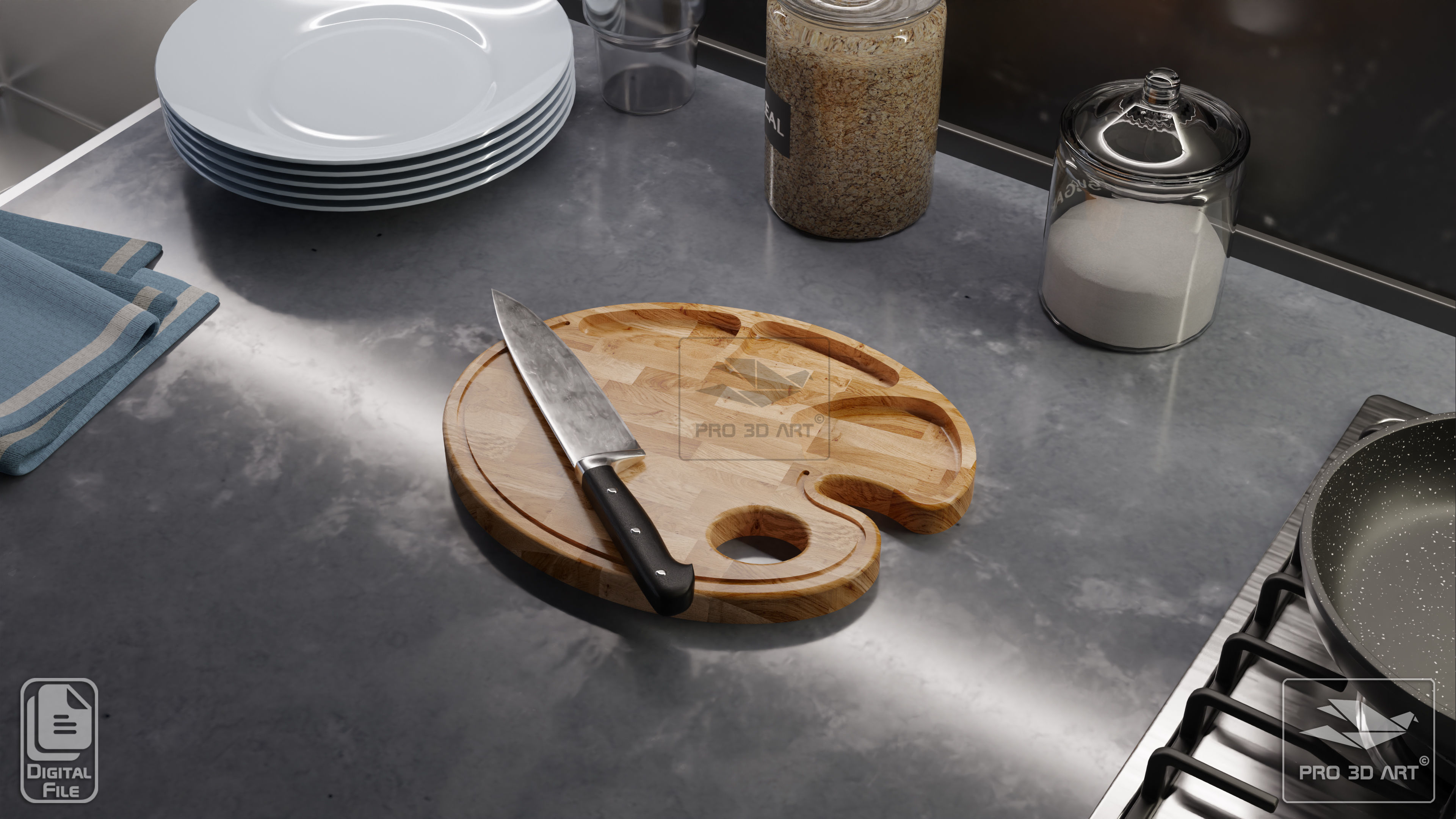 Palette Cutting Board - CNC files for Wood 3D model | CGTrader