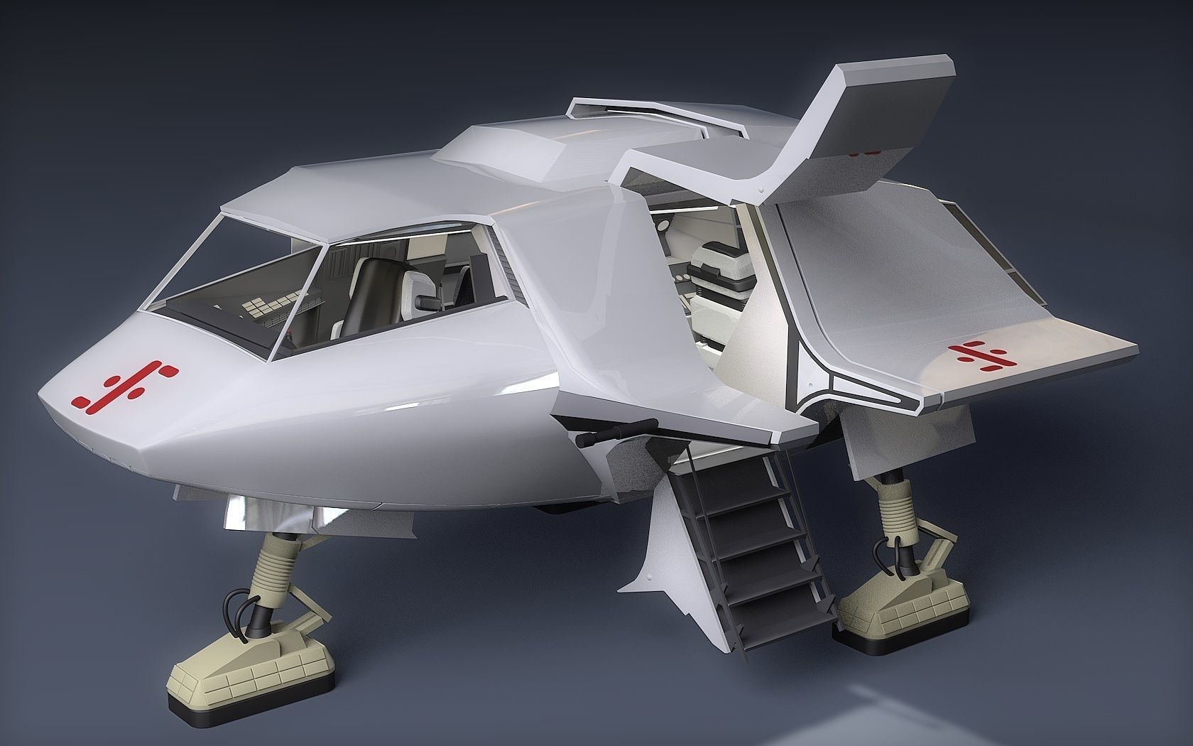 V SkyFighter Ship - External and Internal Detail 3D model 3D printable ...