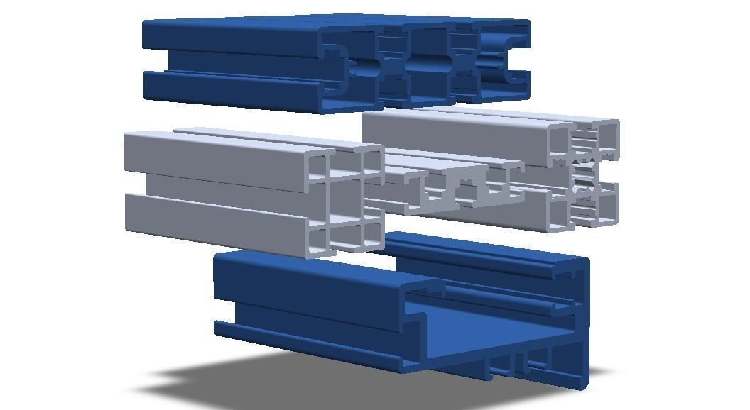 3D model Extruded Aluminium Profile Enclosures Set for Partition Wall ...