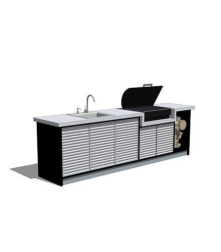 3D model bbq grill roof garden low-poly 3d model VR / AR / low-poly ...