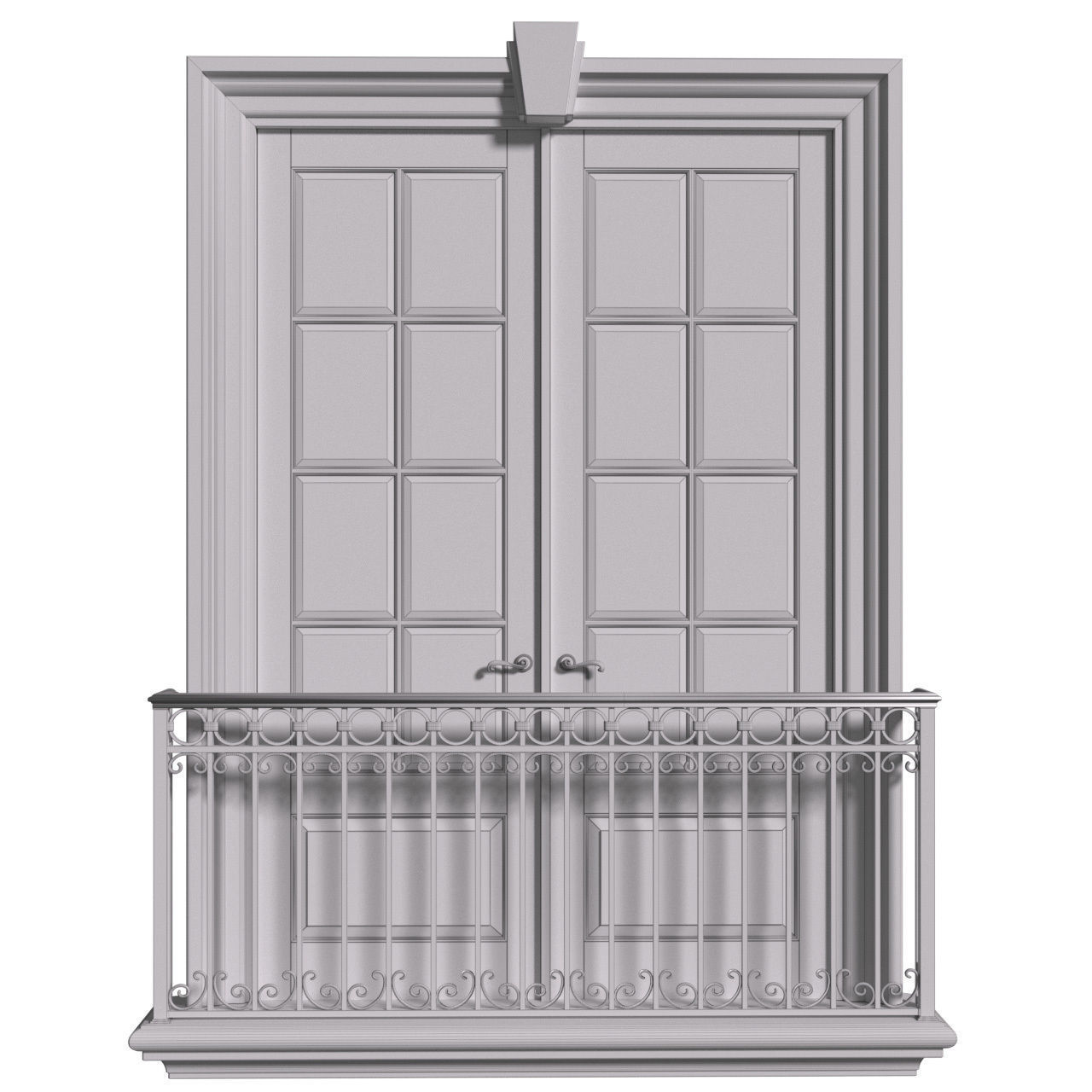 Classical facade window with a French balcony 3D model | CGTrader