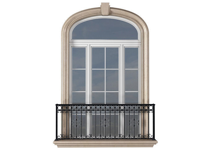 Arch Classic Window with French balcony 3D model | CGTrader