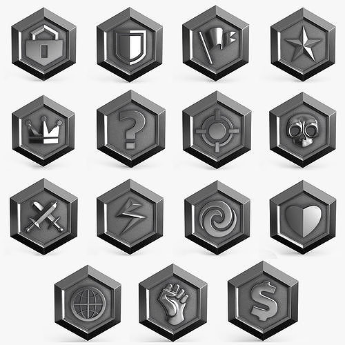 Game Coin Icon Symbol Collection VR / AR / low-poly | CGTrader
