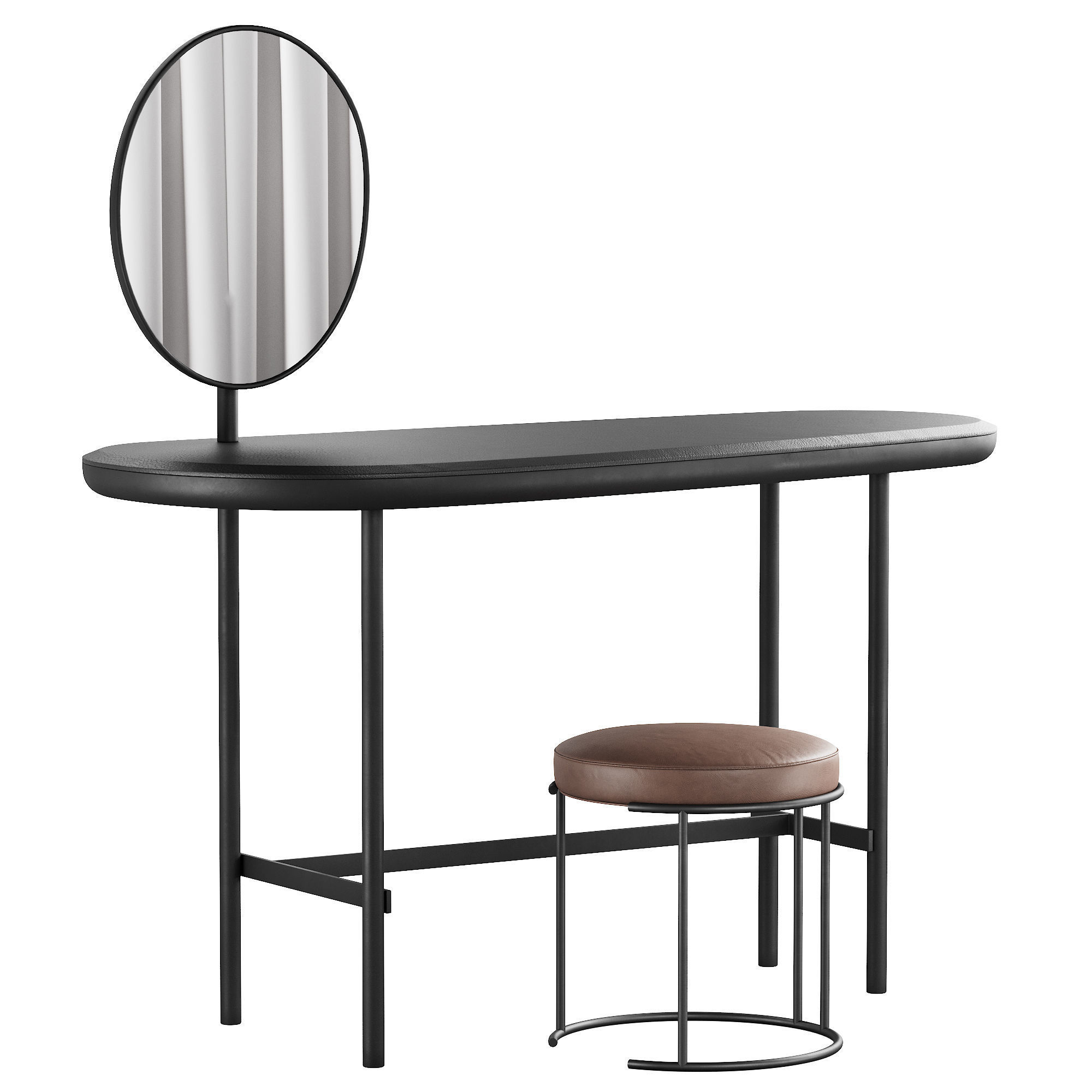 326 Vanity Desk 03 Pebble Desk with Nina pouf by Living Divani 3D model ...