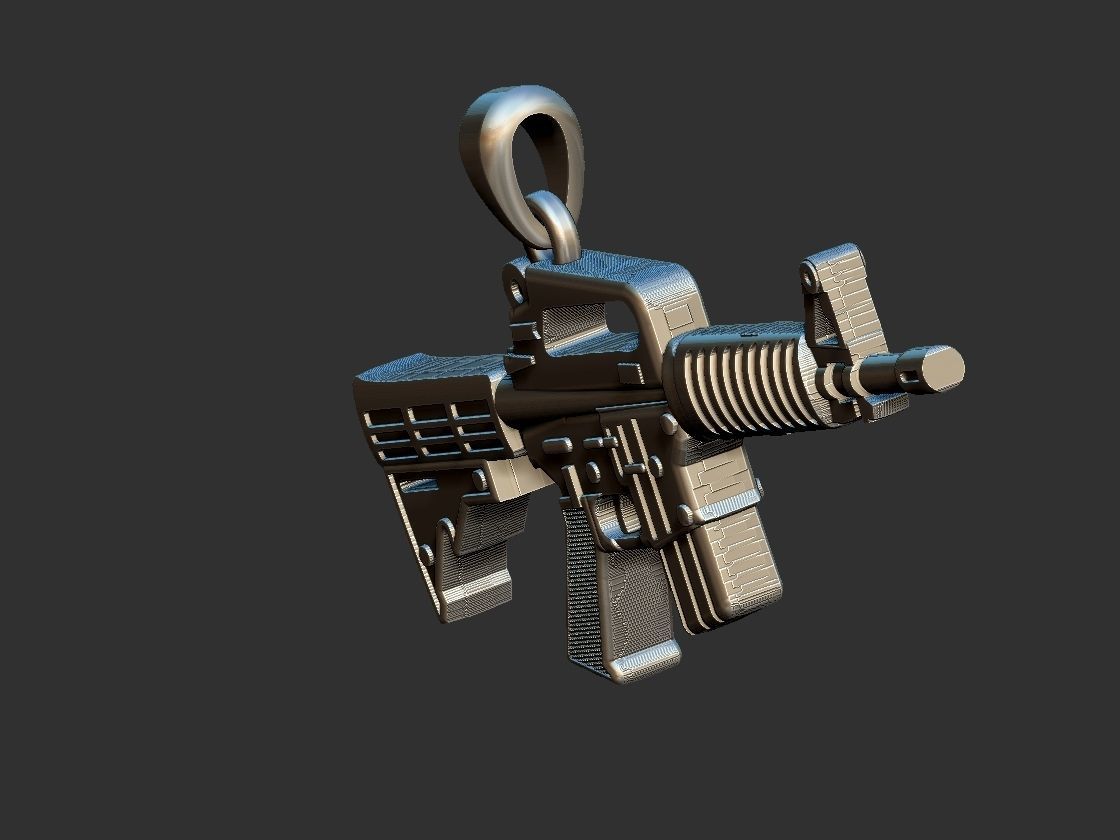 Machine Gun - AR 15 - Metralhadora Pendant 3D model 3D printable | CGTrader