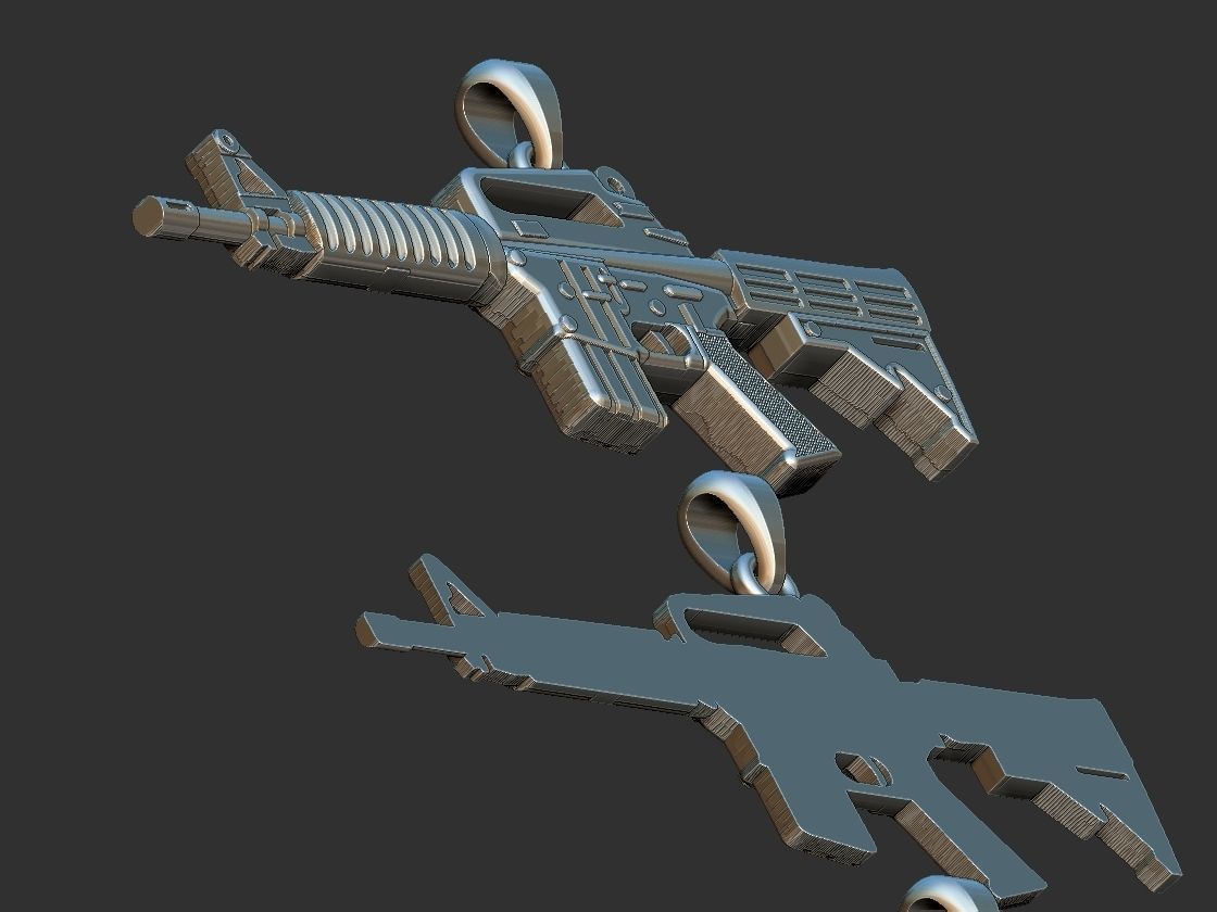 Machine Gun - AR 15 - Metralhadora Pendant 3D model 3D printable | CGTrader
