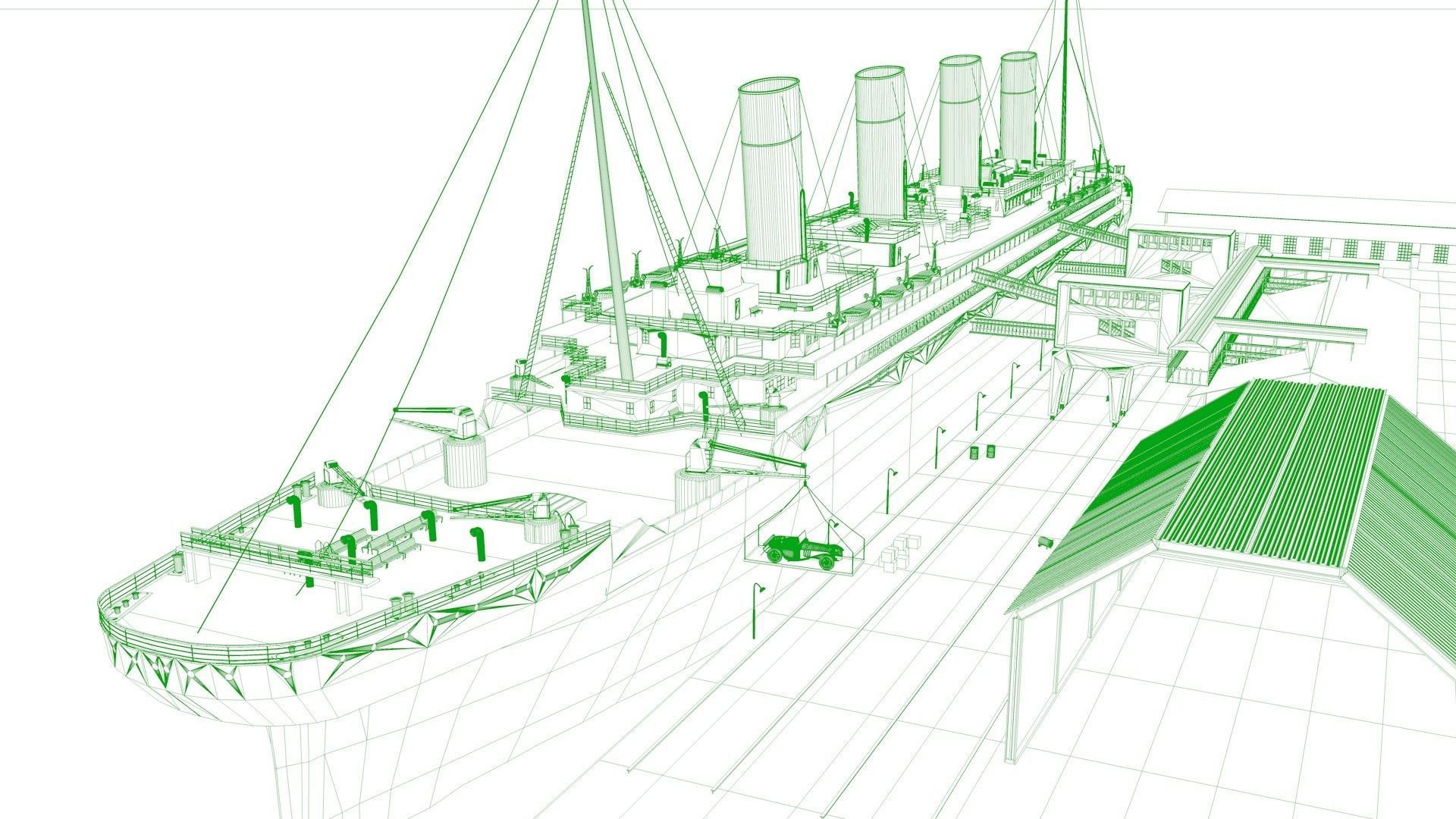 RMS titanic and port movie scene 3D model | CGTrader