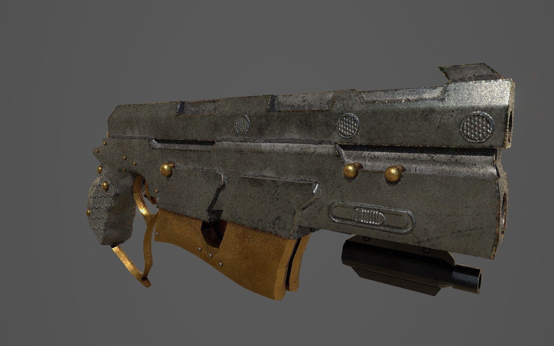 3D model Lowpoly Steam punk PBR game ready Gun Asset VR / AR / low-poly ...
