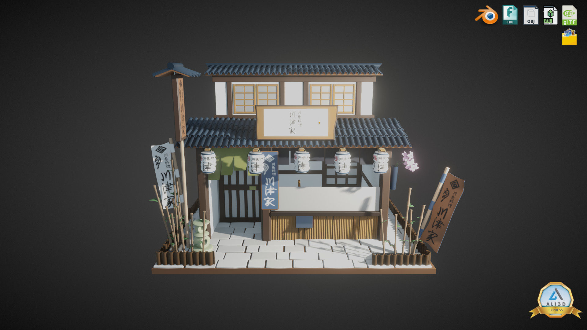 3D model Stylized Japanese Restaurant VR / AR / low-poly | CGTrader