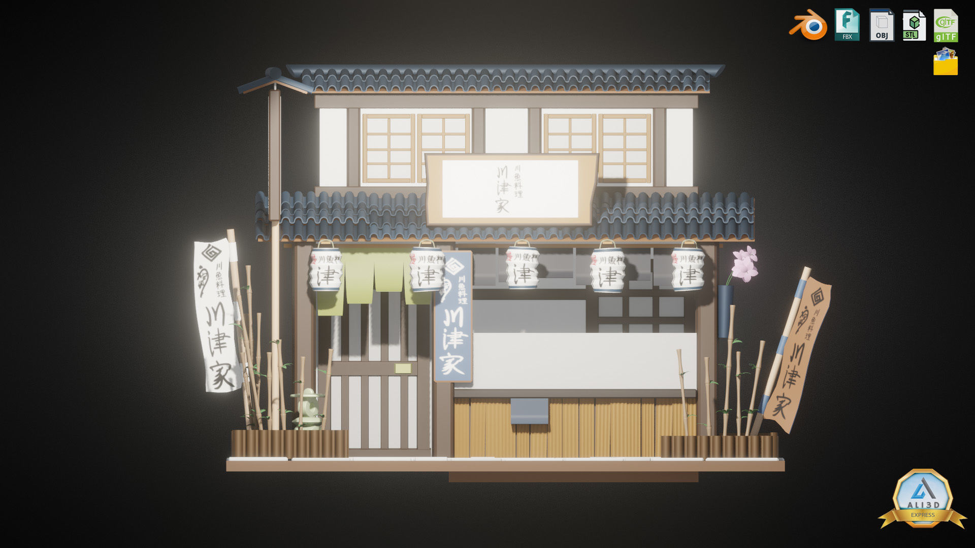 3D model Stylized Japanese Restaurant VR / AR / low-poly | CGTrader