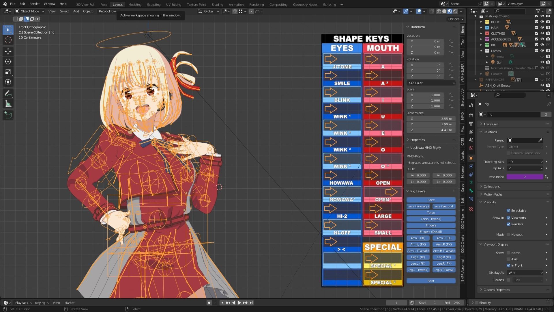 Nishikigi Chisato - Lycoris Recoil - Model 3D Blender 3D model animated ...