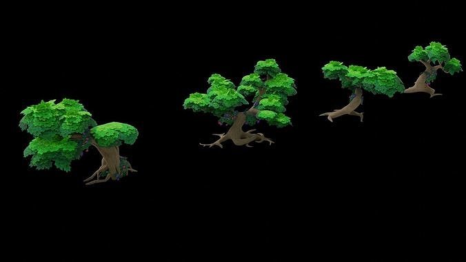 3D model 4 Stylized low poly Bonsai trees VR / AR / low-poly | CGTrader