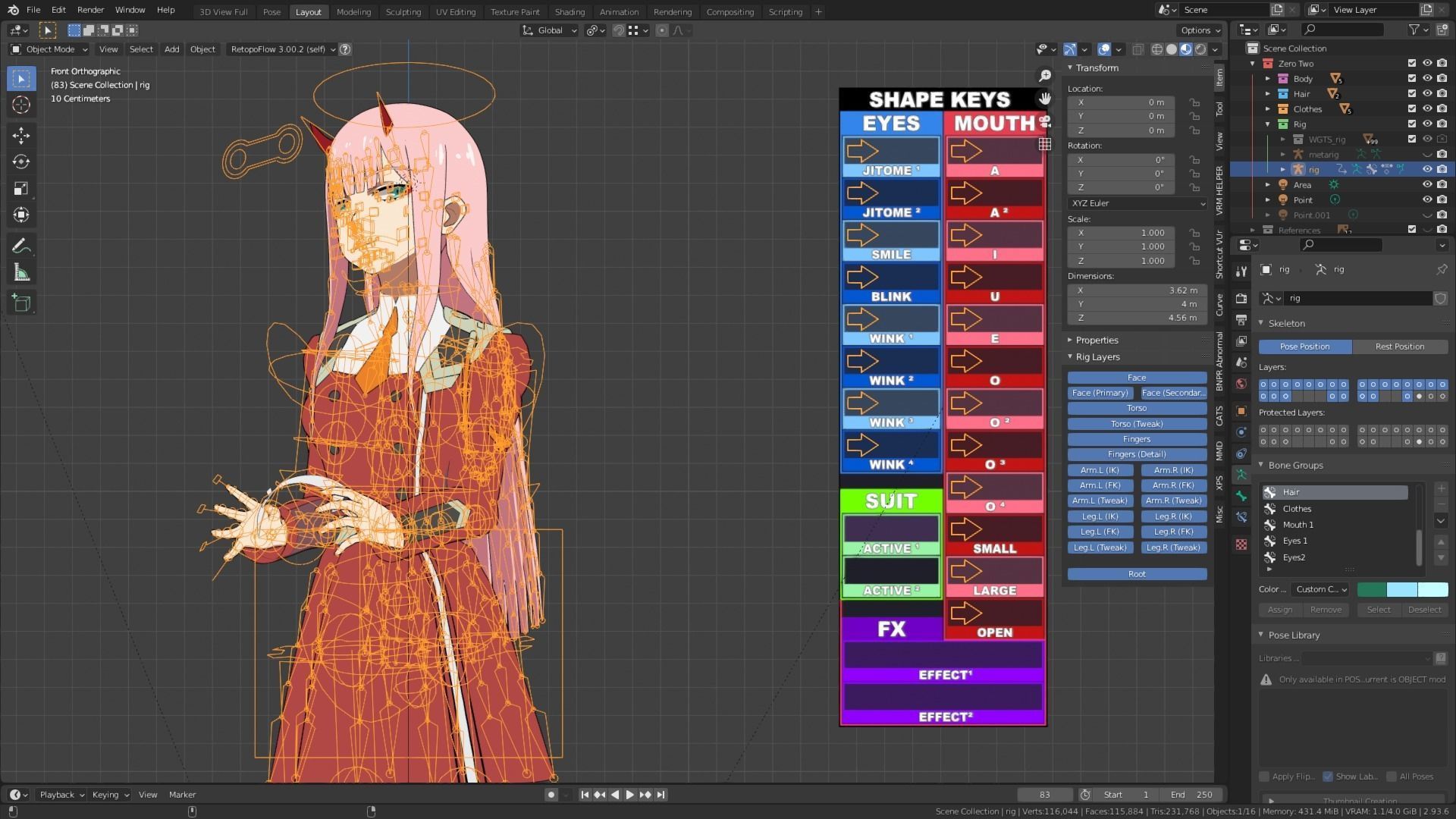 Pack Zero Two - Darling in the Franxx - Model 3D Blender 3D model ...