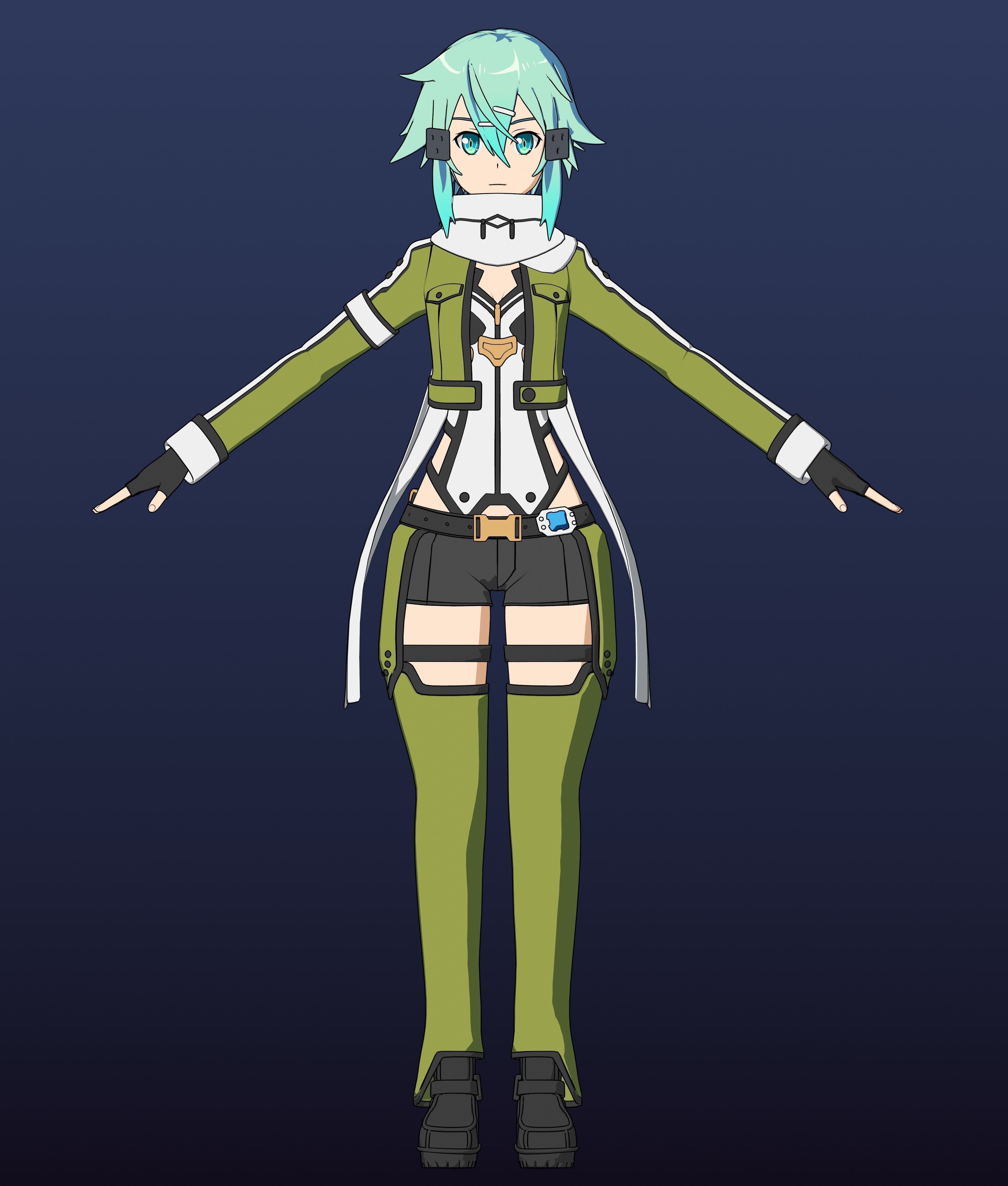 Sinon - SAO - Model 3D Blender 3D model animated rigged | CGTrader
