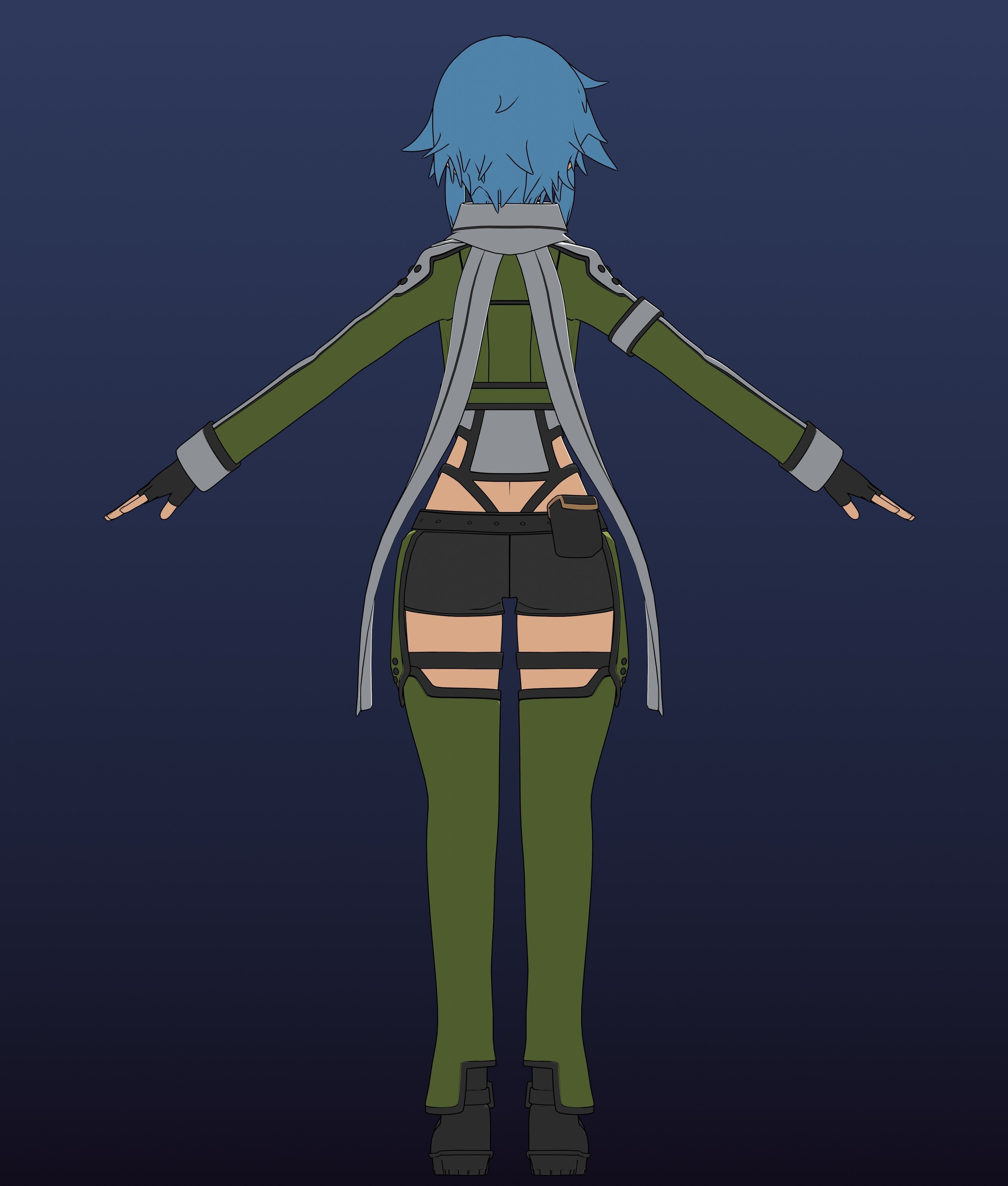 Sinon - SAO - Model 3D Blender 3D model animated rigged | CGTrader